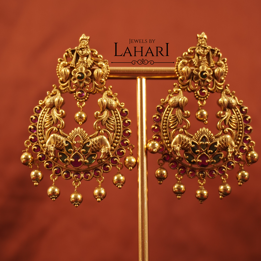 Antique Loard Krishna Kempu Earring – JEWELS BY LAHARI