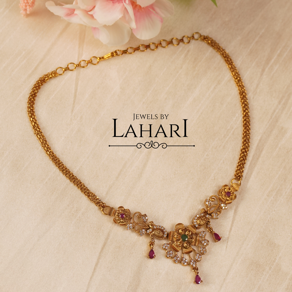 Ruthvika Floral Short Necklace Set – JEWELS BY LAHARI