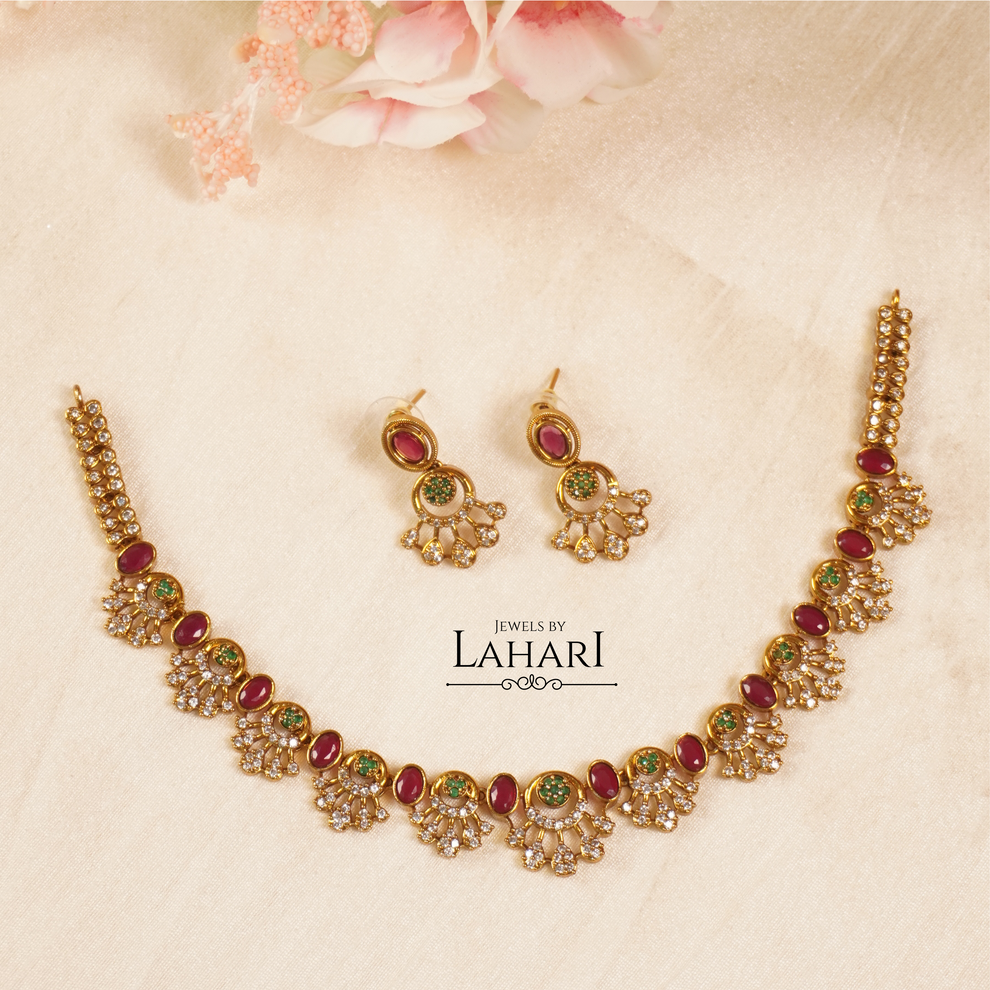 Rudrani Ruby AD Necklace Set – JEWELS BY LAHARI